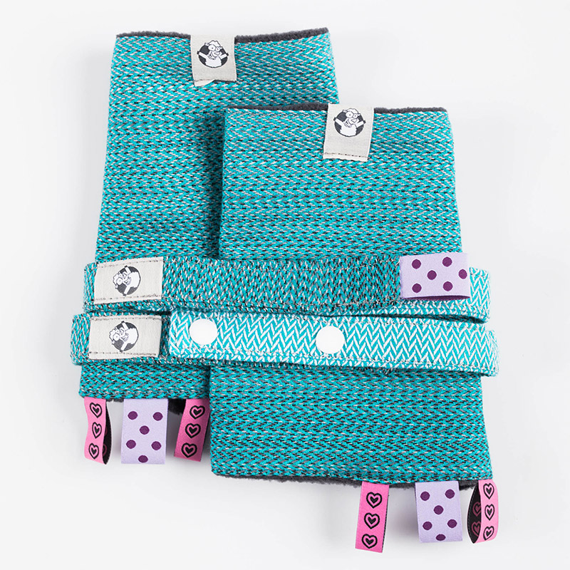 LennyLamb Drool Pads & Reach Straps Set Little Herringbone Ombre Teal ...